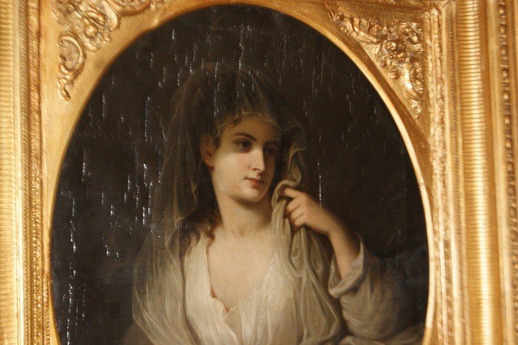 Proantic: Splendido olio su tela francese di inizio 1800 raffigurante Proantic: Splendido olio su tela francese di inizio 1800 raffigurante